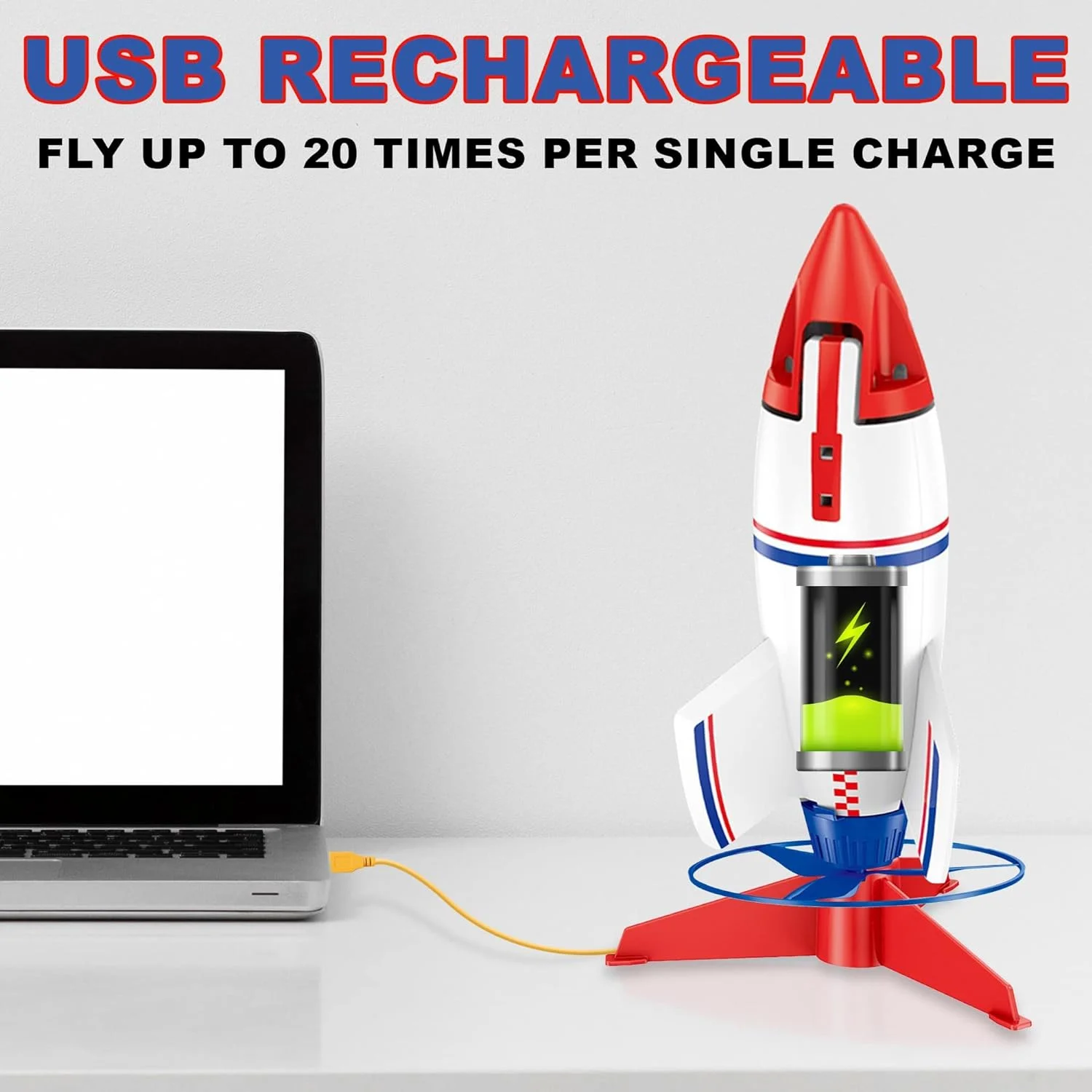 Electric-Rocket-Launcher-Toy-for-Kids-Rechargeable-Rocketship-Toy-with ...