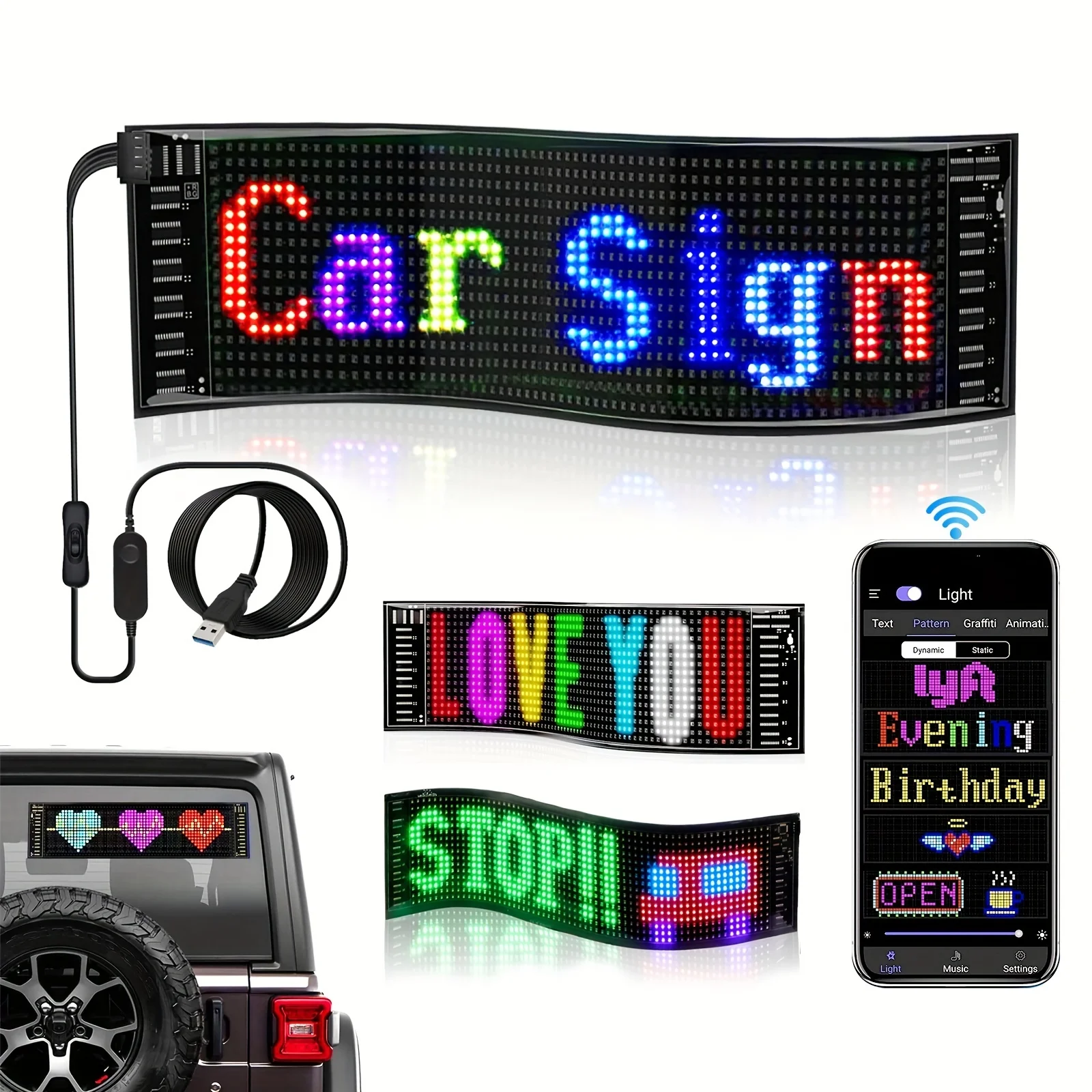 1pc-LED-Matrix-Pixel-Panel-Scrolling-LED-Sign-APP-USB-5V-Flexible ...