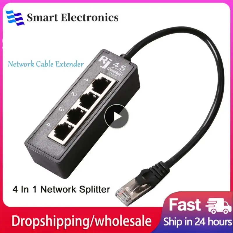 RJ45-Male-To-Female-LAN-Ethernet-Socket-4-Port-Splitter-Ethernet-Cable ...