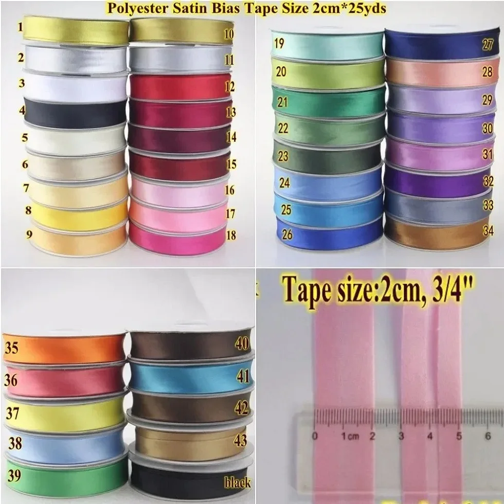 Polyester Satin Bias Binding Tape,bias ribbon size:20mm,3/4" *25yds ...