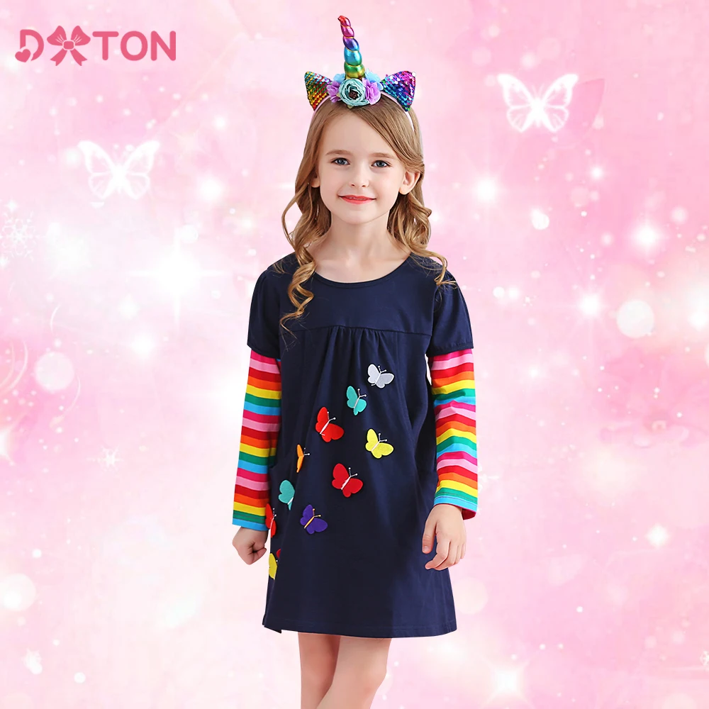 DXTON-Winter-Toddler-Girl-Clothes-Rainbow-Long-Sleeve-Girls-Dresses ...