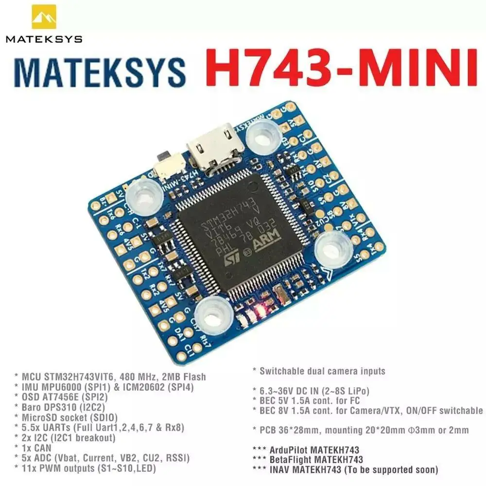 20x20mm Matek H743 MINI V3 H743 Flight Controller STM32H743VIT6 ...