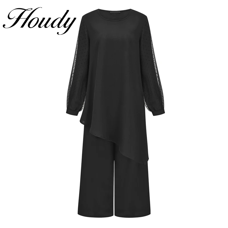 Muslim Women Arab Suit Fashion Long Sleeve Tops + Wide Leg Pants ...
