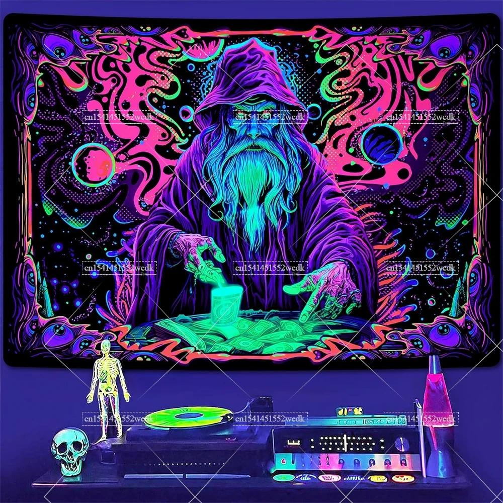 Blacklight-Wandteppich-Zauberer-Wandteppich-f-r-Schlafzimmer-UV ...