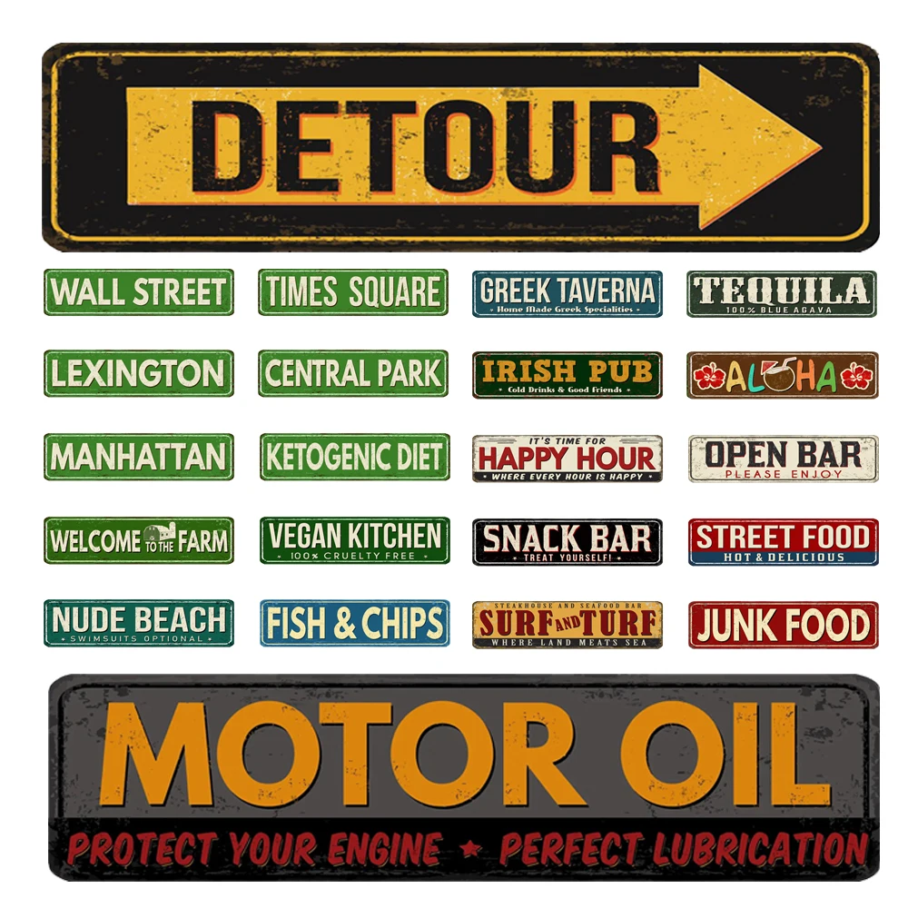 Vintage-Wall-Street-Metal-Tin-Signs-4x16-Inches-Central-Park-Retro-Road ...