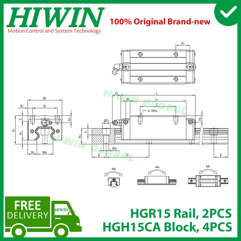 Carré Lineare Hiwin HGH15CA - Blocco Cursore Per Guida Lineare, Serie ...
