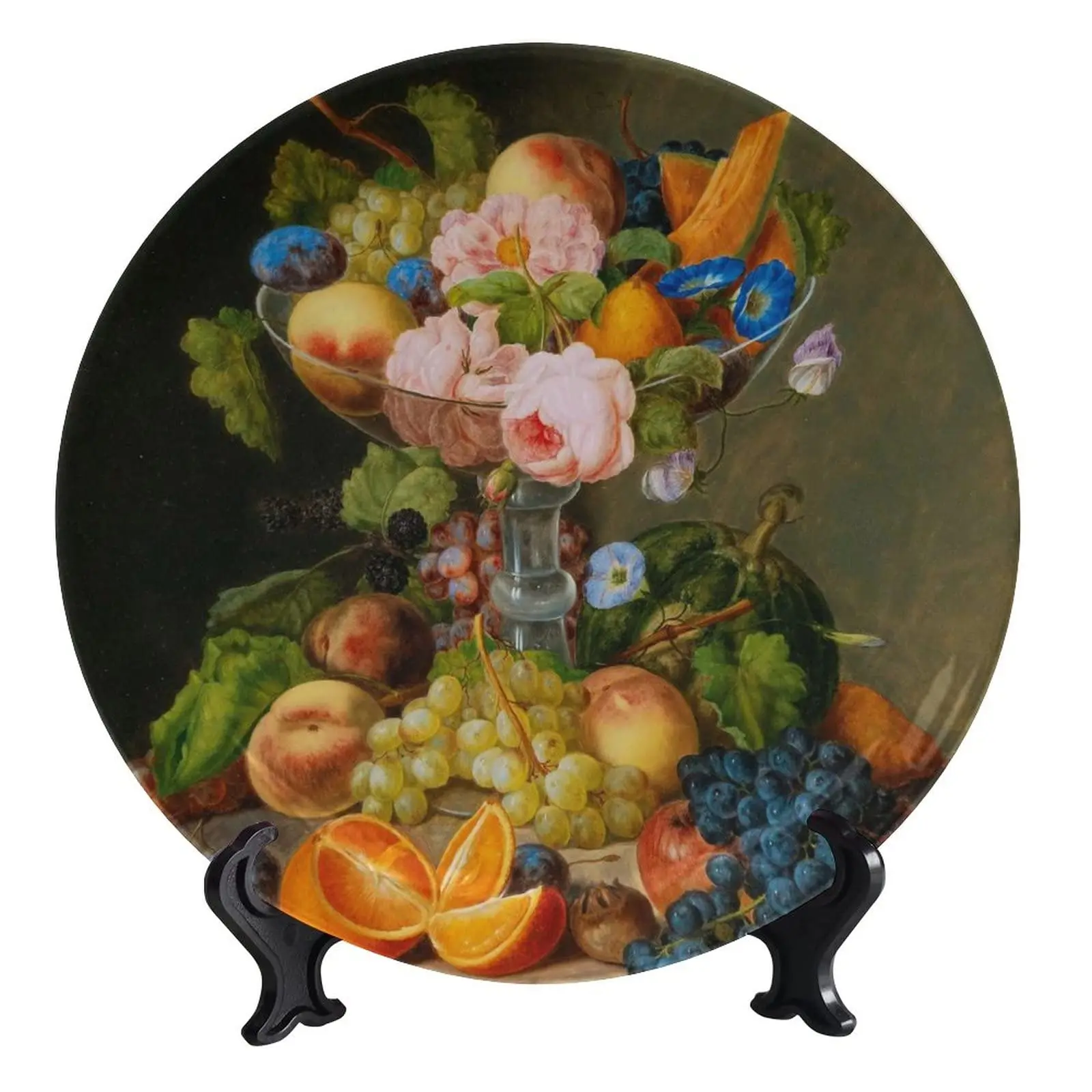 Still-Life-Fruit-Ceramic-Decor-Plates-with-Stand-Art-Porcelain-Plate ...