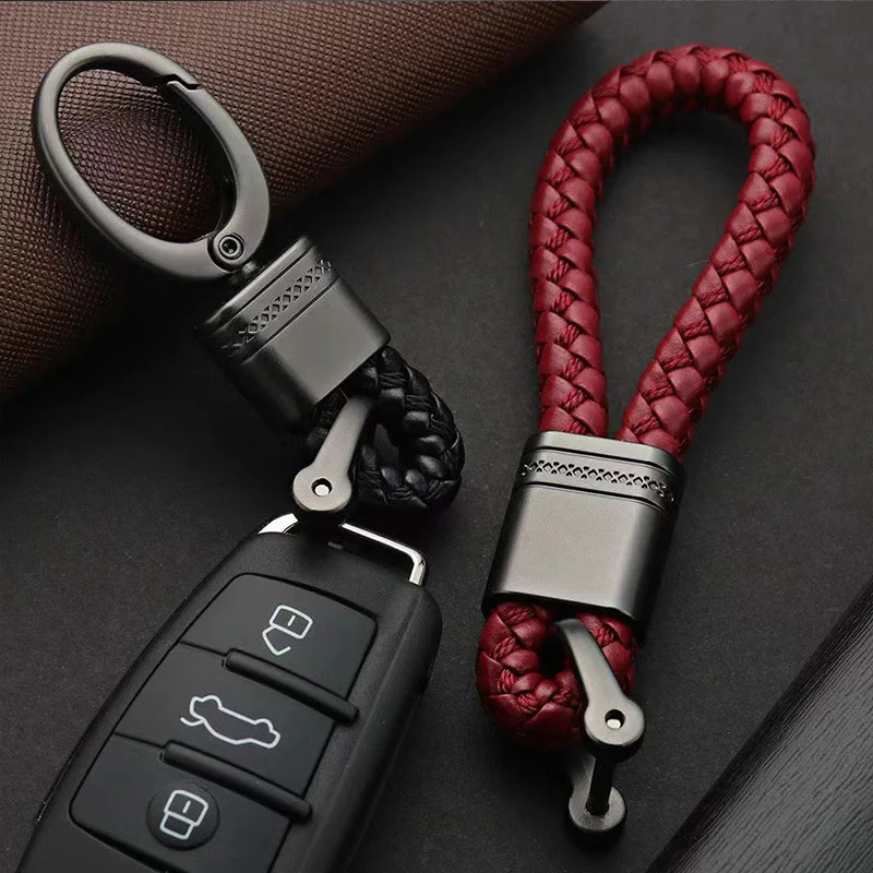 Trendy-Hand-woven-Leather-Car-Key-Ring-Men-Women-Rope-Key-Chain-Waist ...