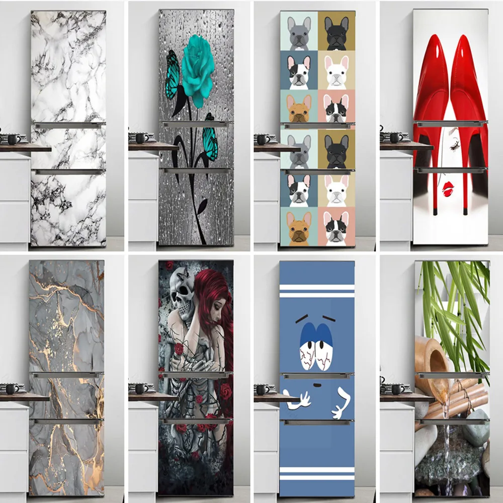 3D-Marble-Fridge-Stickers-Door-Cover-Refrigerator-Wallpaper-Adhesive ...