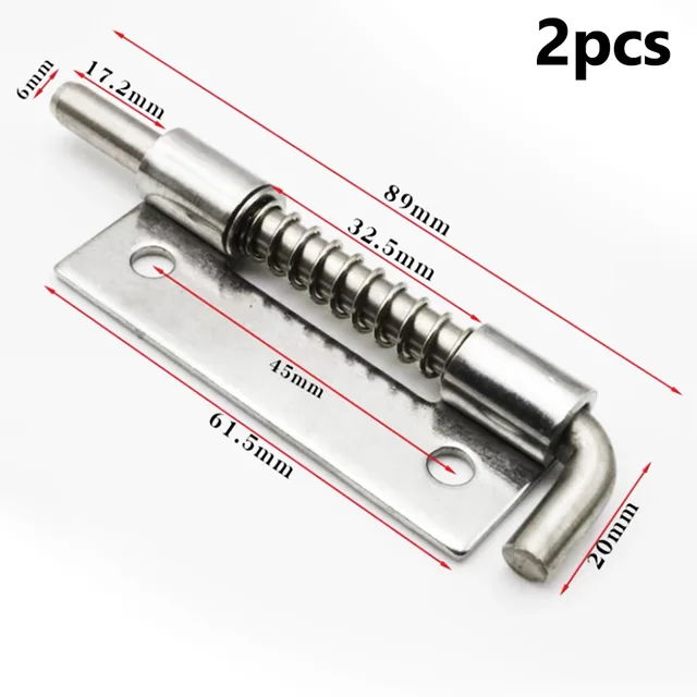 2pcs Spring Loaded Door Bolt Metal Security Barrel Bolt Latch Tone ...