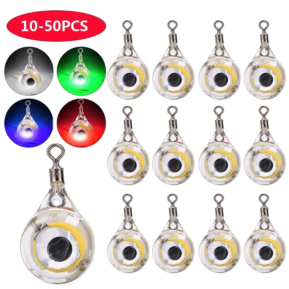 50PCS-Fishing-Lure-Trap-Light-LED-Deep-Drop-Underwater-Eye-Shape ...