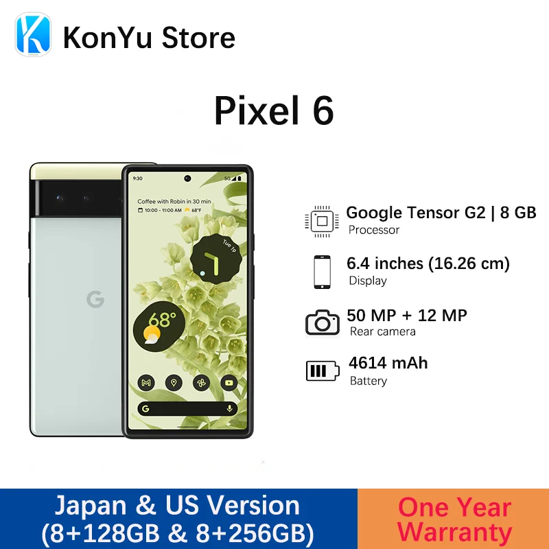 New Google Pixel 6 5G Smartphone 6.4" 8GB RAM 256GB ROM NFC 50MP&12MP&8MP Mobile Phones Original ...