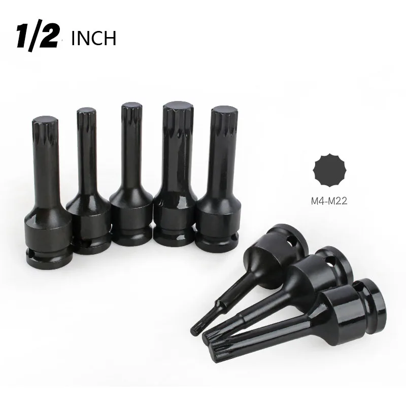 12 Point Torx Socket Bit Wrench 1/2" Drive Star Spline Pneumatic Driver ...