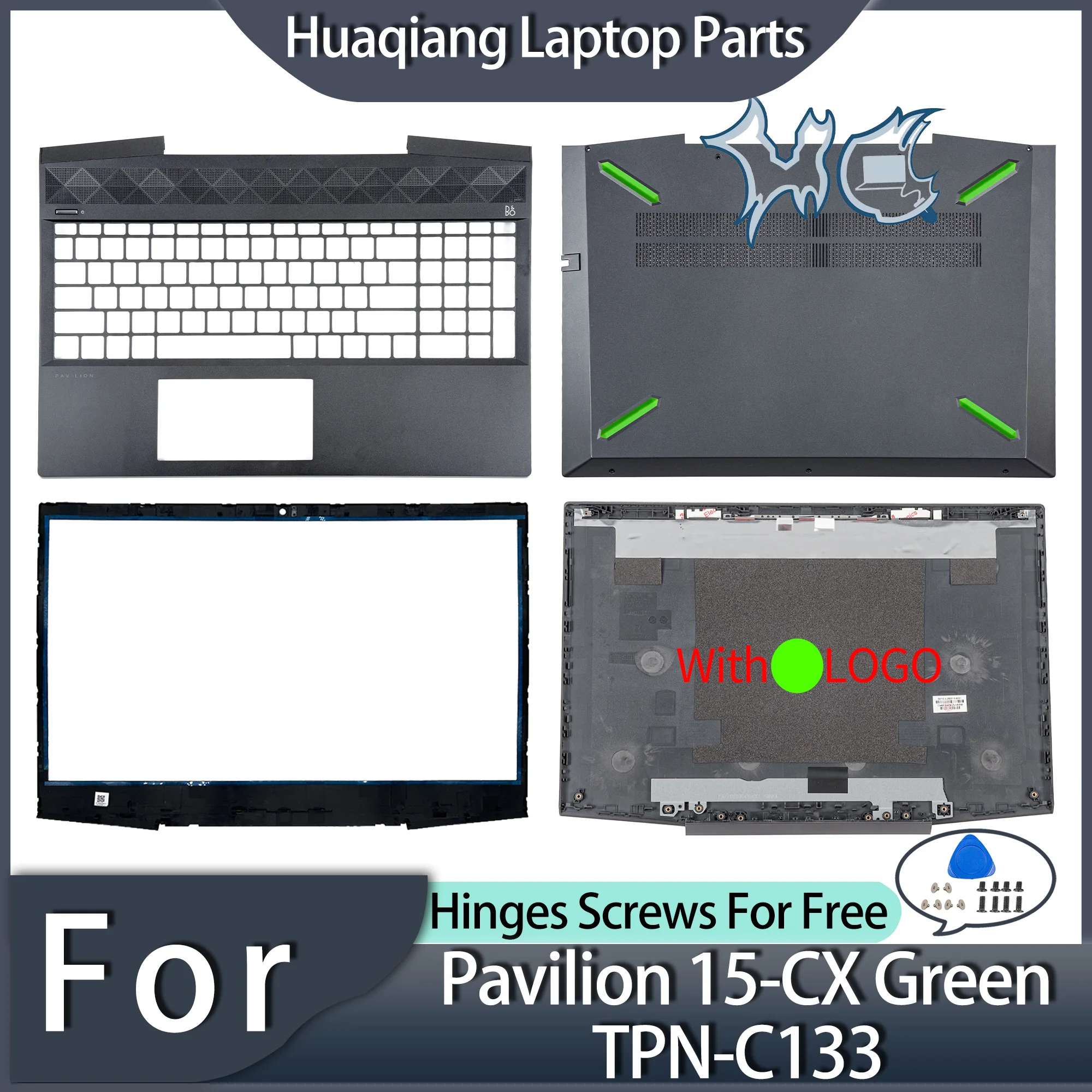 New-Laptop-Part-For-Pavilion-15-CX-Green-TPN-C133-Palmrest-Hinges-LCD-Back-Cover-Front.jpg