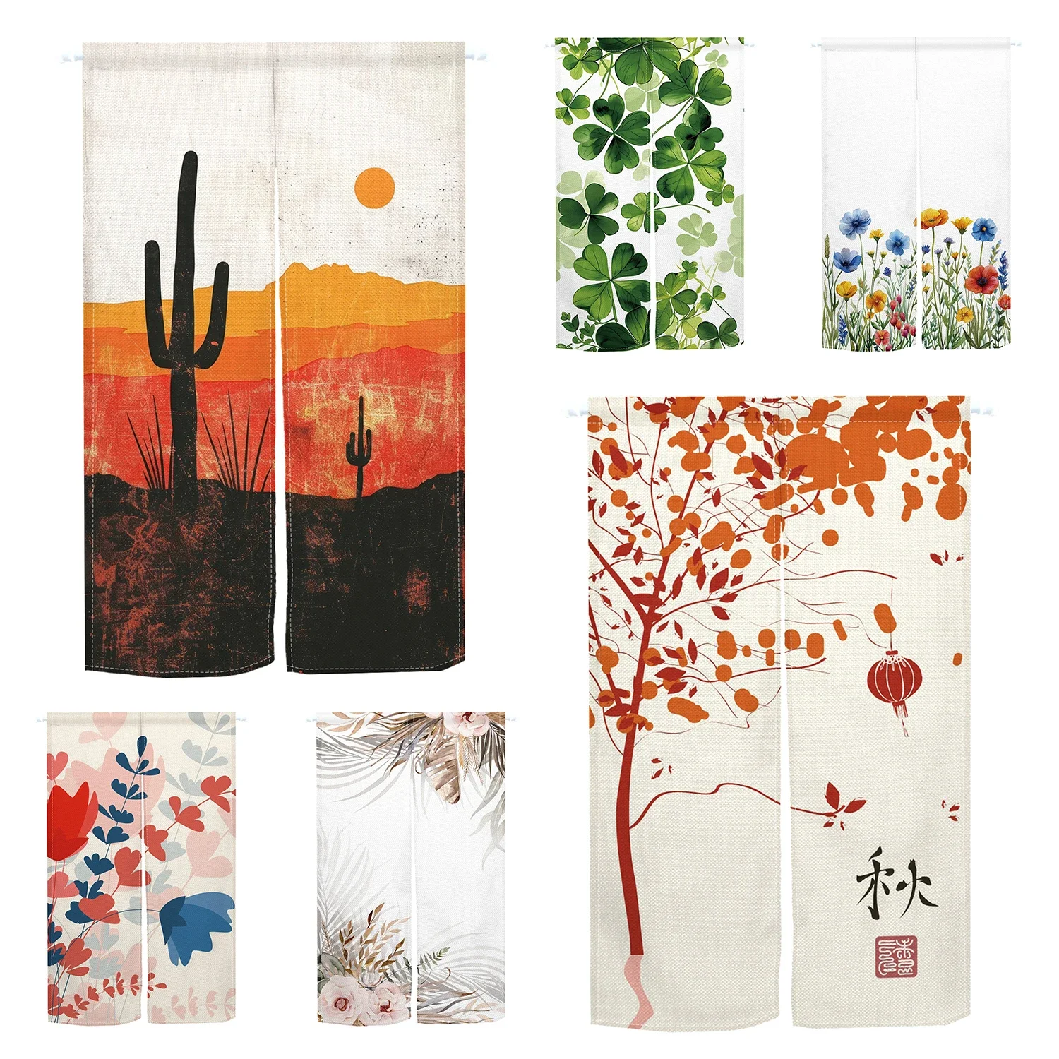 Autumn-Fall-Leaves-Yellow-Flower-Japanese-Door-Curtain-Noren-Kitchen ...