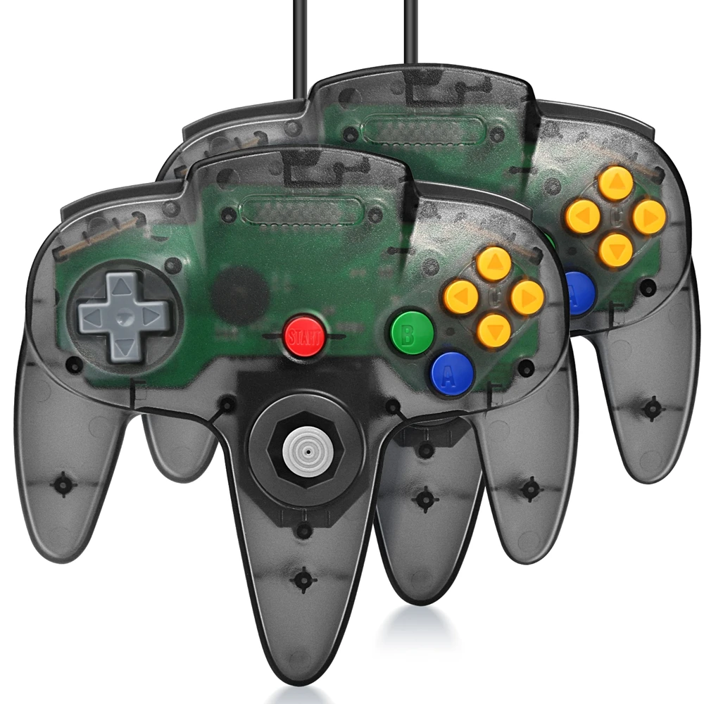 Paquete de 2 mandos clásicos N64, con cable largo N64 de 64 bits, mando ...