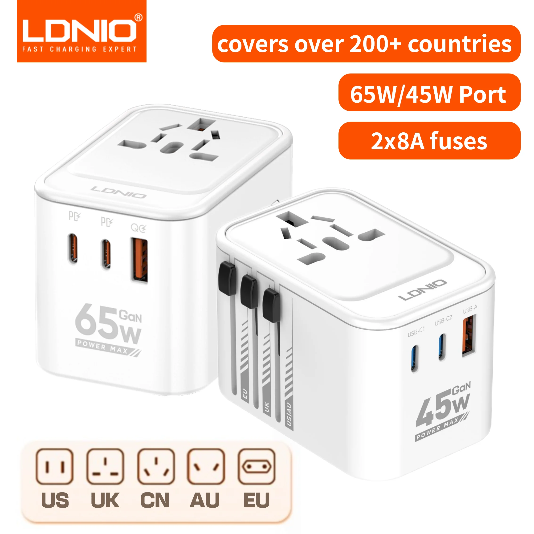 LDNIO-45W-65W-GaN-Universal-Travel-Adapter-International-Plug-Adaptor ...