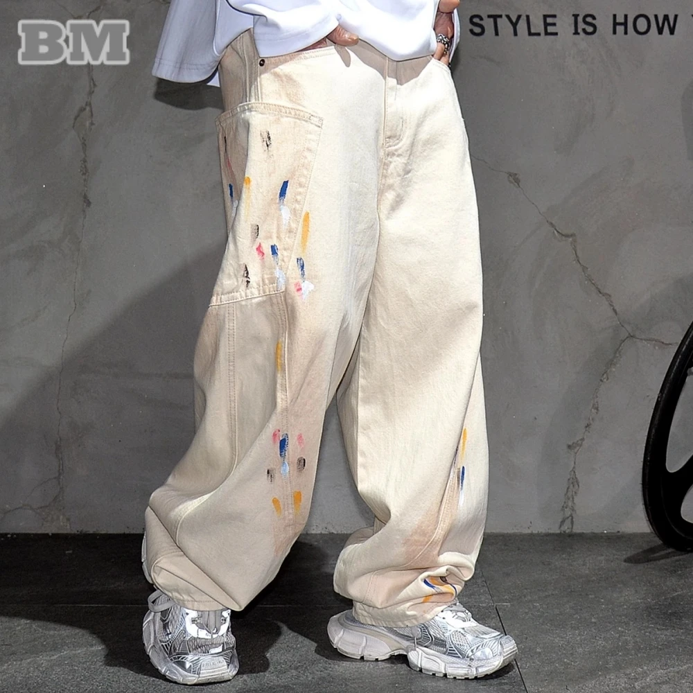 Mens American Streetwear Baggy Jeans Cargo Skateboard Pants Denim Hip ...