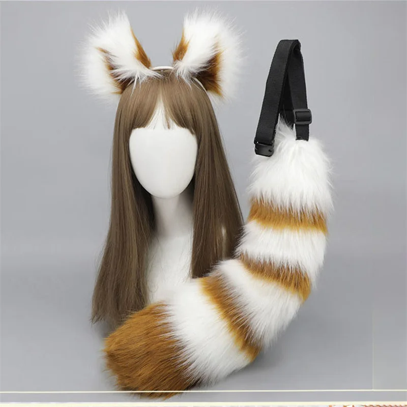2pcs-set-Raccoon-Red-Panda-Ear-Tail-Set-Headband-Furry-Hairband ...