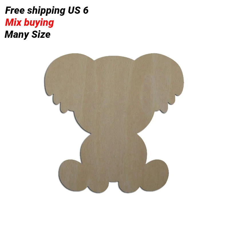 Unfinished Blank Wooden Baby Koala Bear Cutout Wood, Wild Animal Shape ...