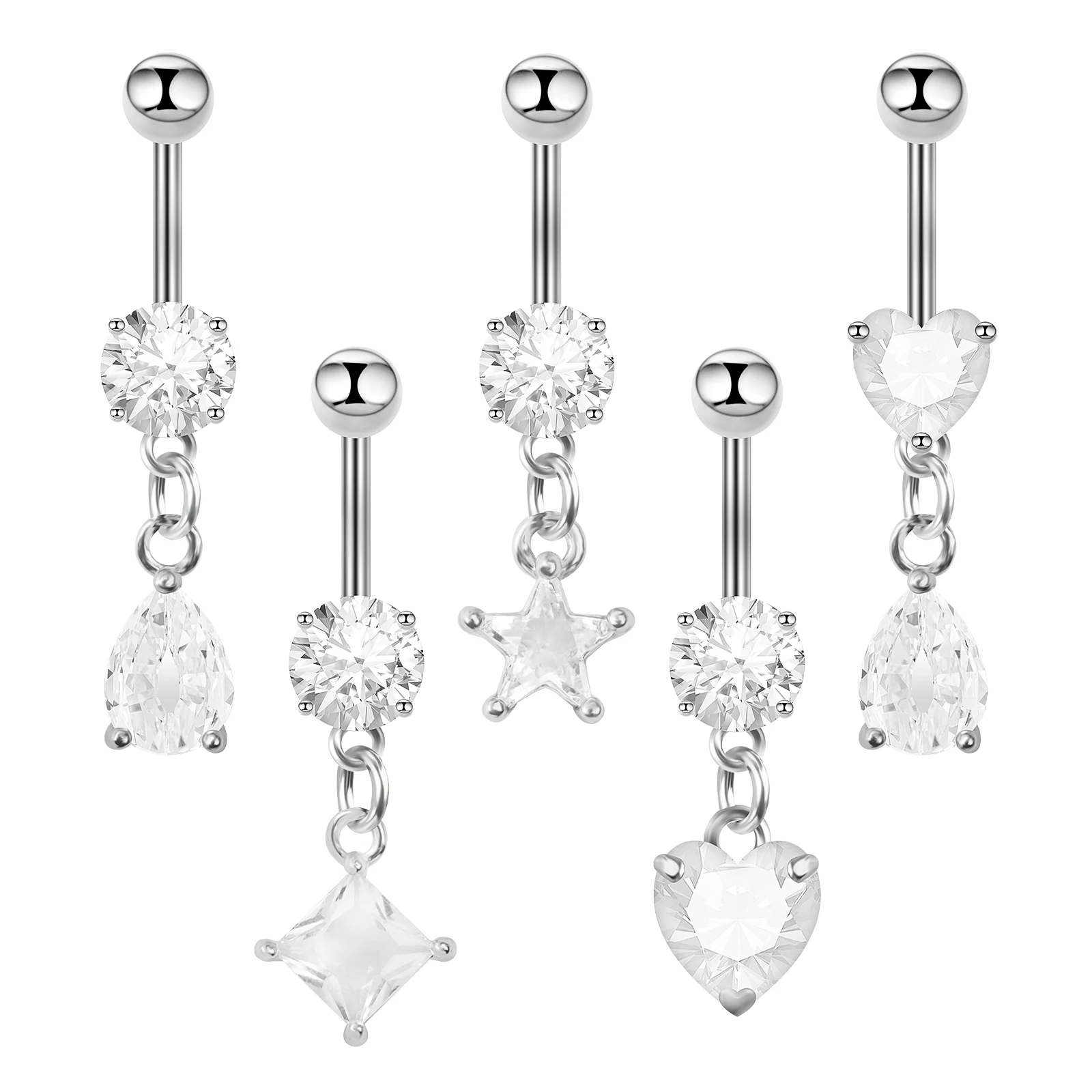 Stainless-Steel-Bellybutton-Piercing-Umbilical-Nail-Inlaid-with-Diamond ...