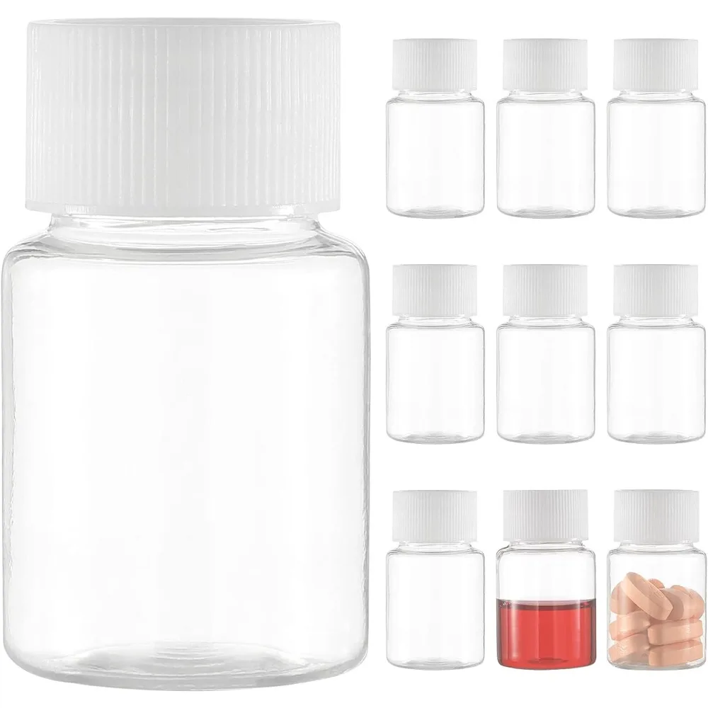 10Pcs-15ml-20ml-30ml-50ml-100ml-Refillable-Seal-PET-Bottles-Clear ...