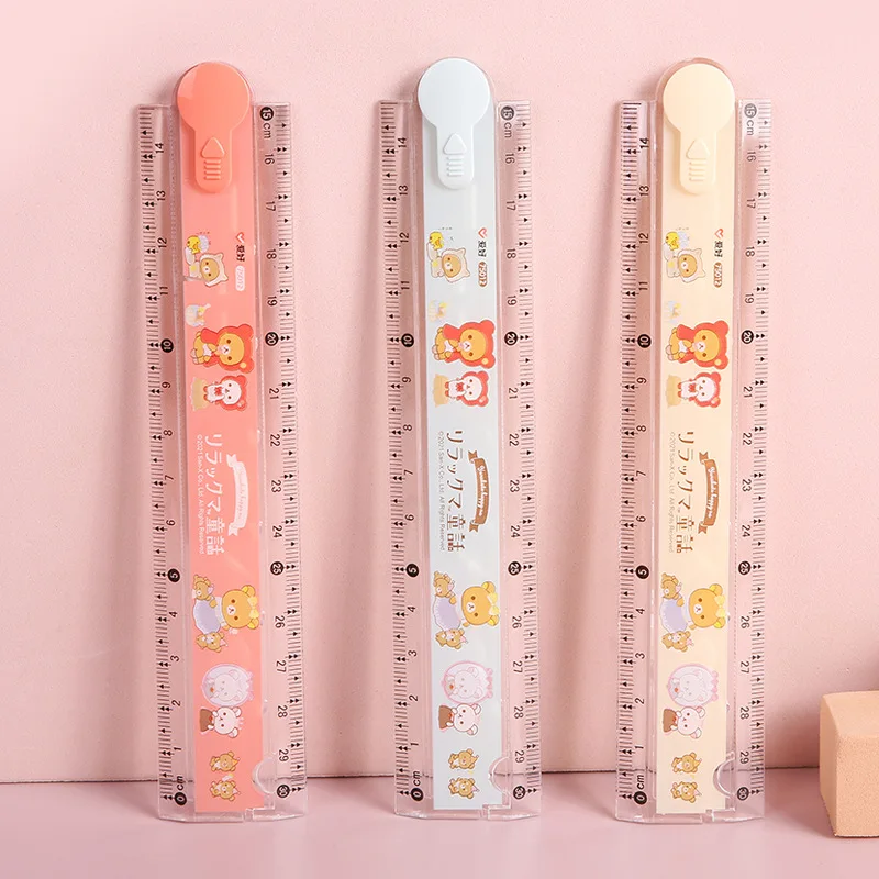 3 Pcs/pack Kawaii Rilakkuma Bear Plastic Folding Straight Ruler Cute ...