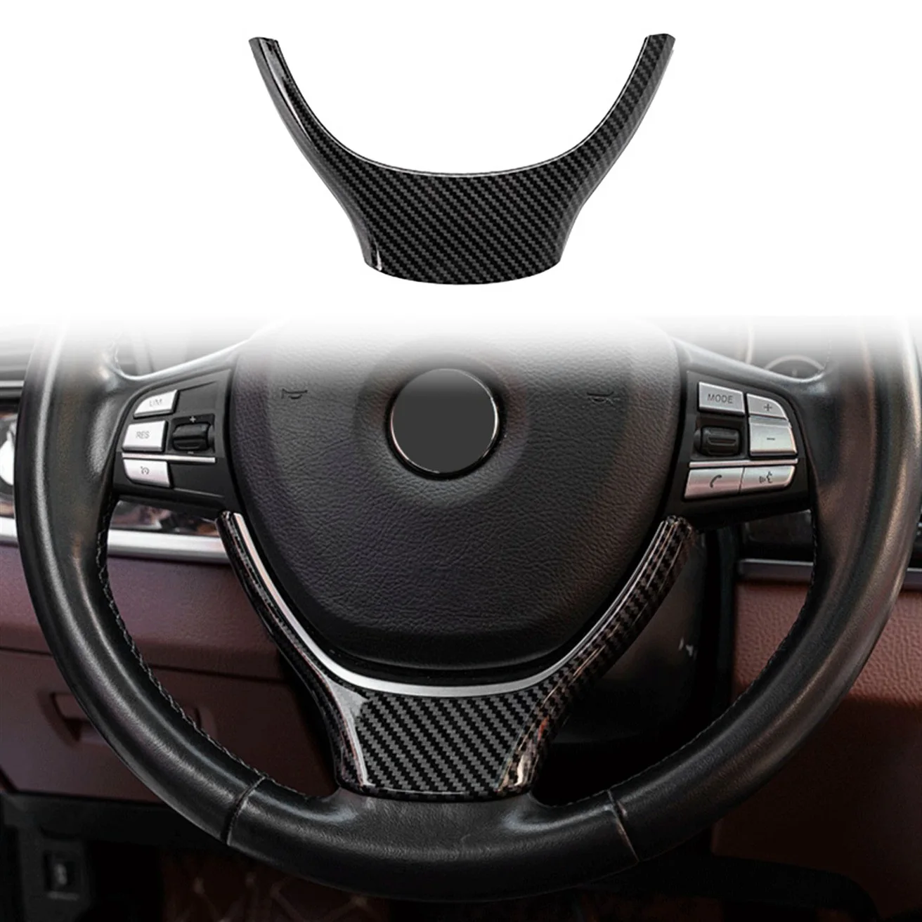 Carbon-Fiber-Car-Interior-Steering-Wheel-Decoration-Strip-Frame-Cover ...
