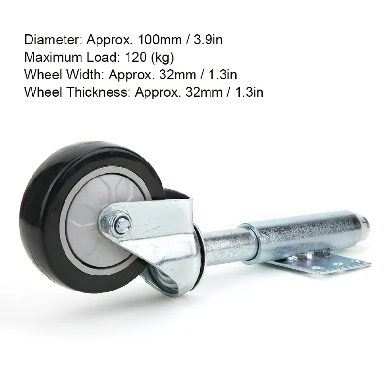 4-In Door Spring Loaded Wheel Black Spring Casters PVC Wheel Castor ...
