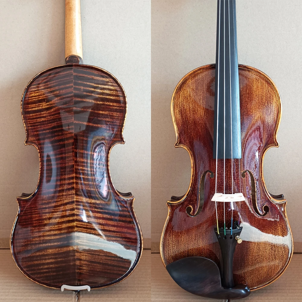 High-grade-cashew-paint-flame-Handmade-Violin-4-4-retro-Dark-brown ...