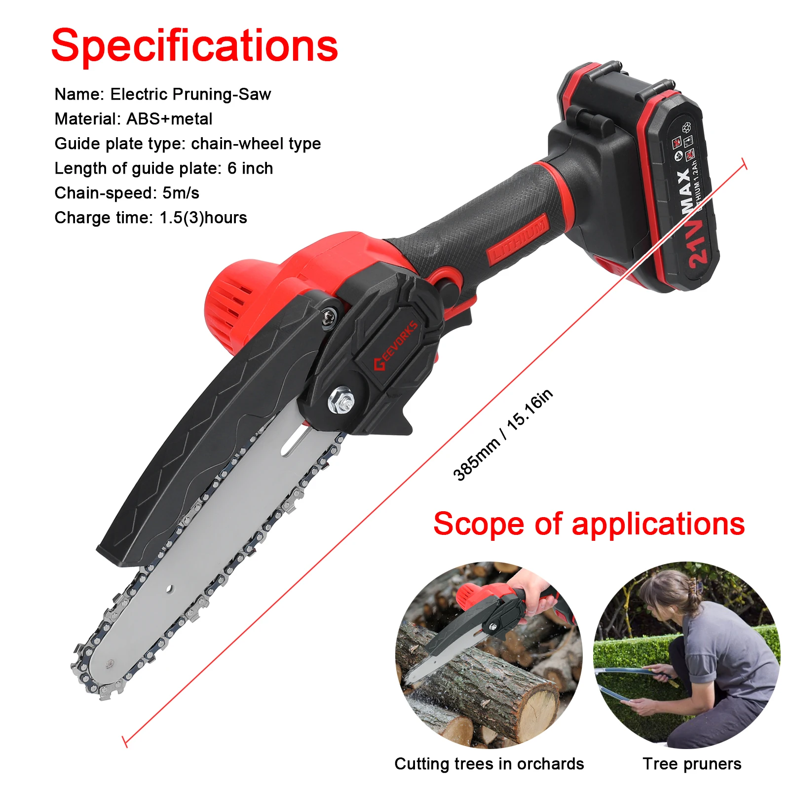 21V Electric Pruning Saw Rechargeable Small Wood Splitting Chainsaw One handed Woodworking Tool For Garden Orchard Branch Tools AliExpress 1420