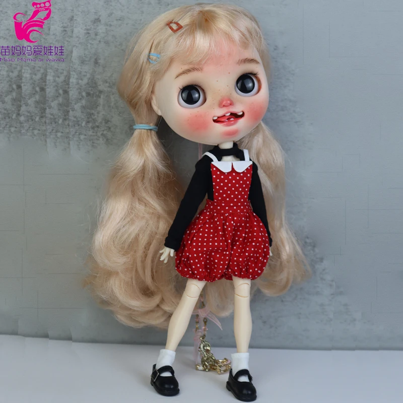 Blythe boneca roupas macacão colete e calças xadrez para boneca ob24 ...