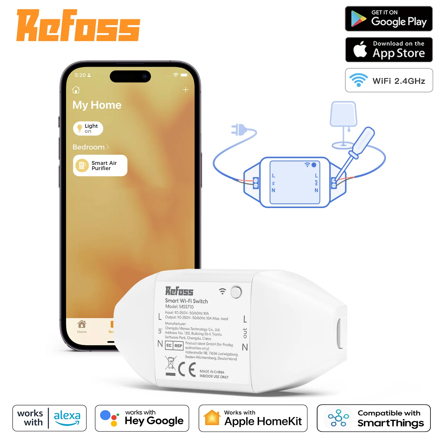 Refoss interruptor inteligente HomeKit, dispositivo con WiFi ...