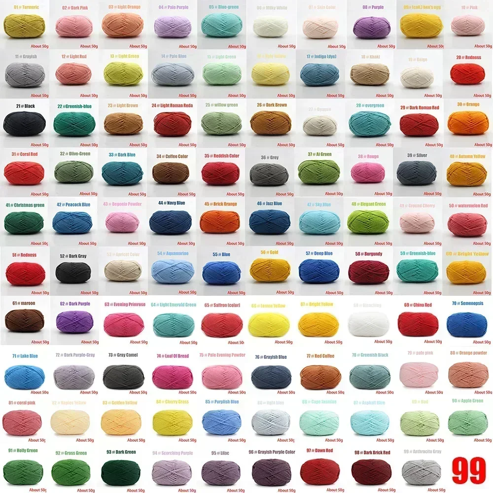 99 colors Cotton Silk Knitting Yarn Soft Warm Baby Yarn for Hand ...