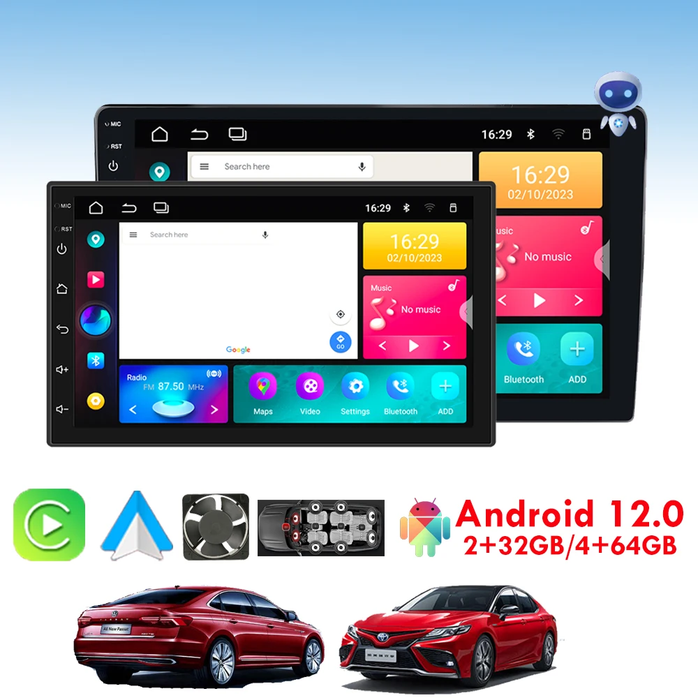 4GB-64GB-Central-Multimedia-2Din-Android-12-Universal-Android-Auto-Wireless-Apple-Carplay-GPS ...