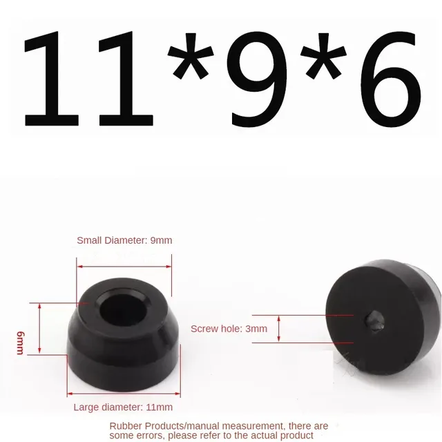 Black Rubber Feet With Washer Conical Anti Slip Shock Pad For Speaker ...
