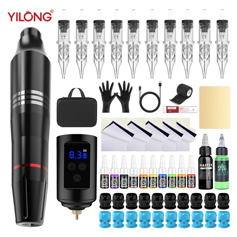 Yilong-Complete-Professional-Full-Tattoo-Kit-with-Ink-Machine-Wireless ...