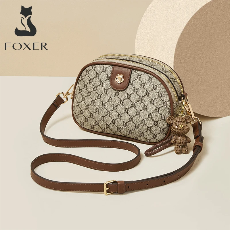 FOXER Women Small Shoulder Bag Fashion Monogram PVC Lady Crossbody ...