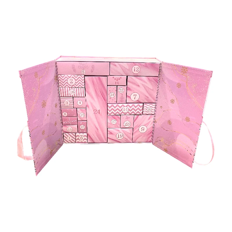 Pink Foldable Christmas Advent Calendar Gift Box, Daily Surprise Gift ...