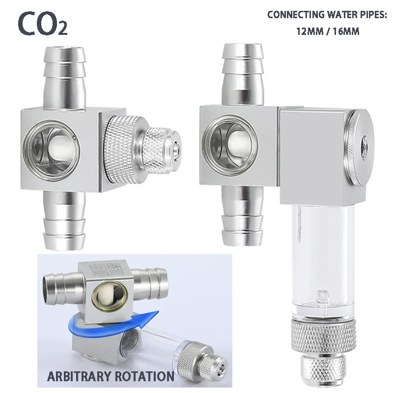 CO2 atomizer Aquarium Aluminum alloy bubble counter Fish tank inlet and outlet filters Aquatic ...