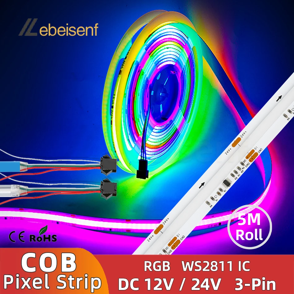 New-5M-LED-COB-RGB-Magic-Color-Pixel-Light-Strip-DC-12V-24V-720-576 ...