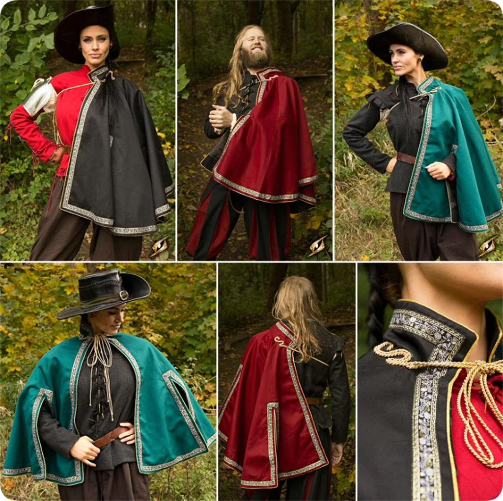 Medieval Tudor Half Shoulder Cape Ren Faire Men Womens Cavalier ...