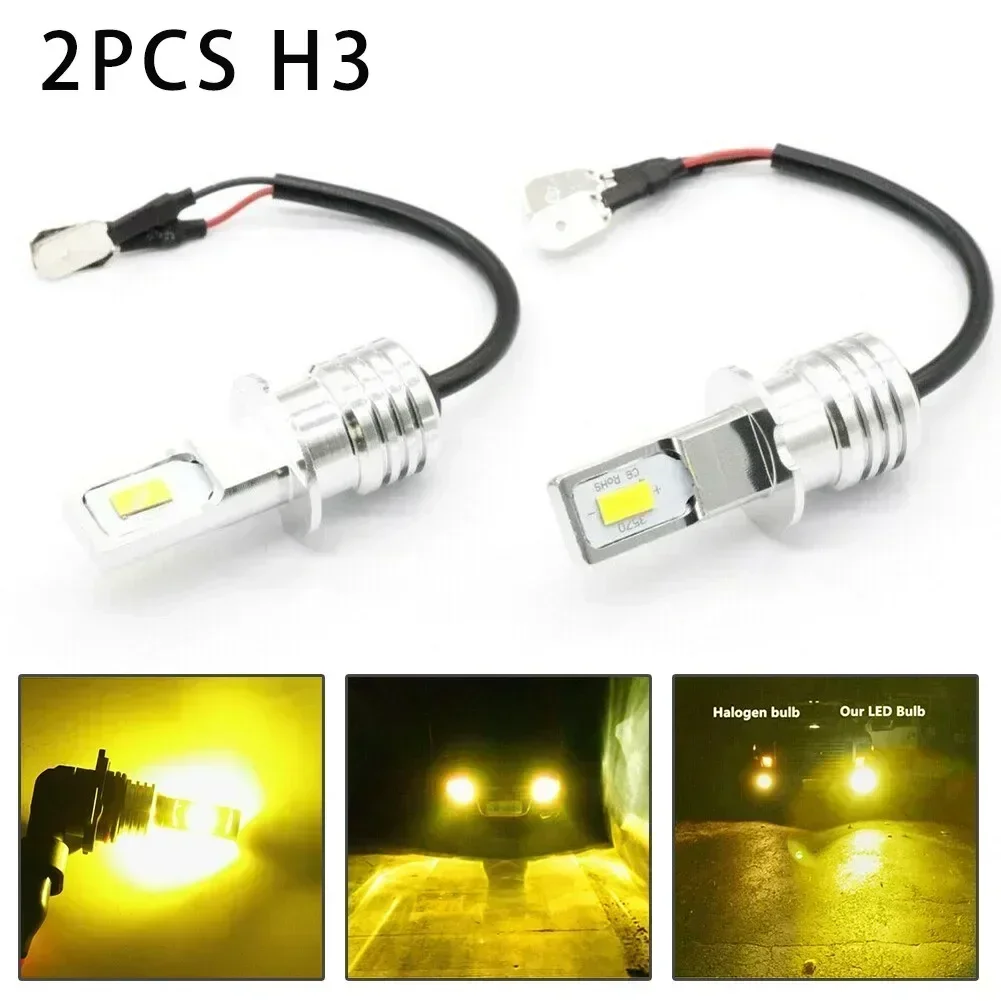 2 PCS Car LED Bulbs Super Bright H3 CSP LED Fog Light Bulbs Conversion ...