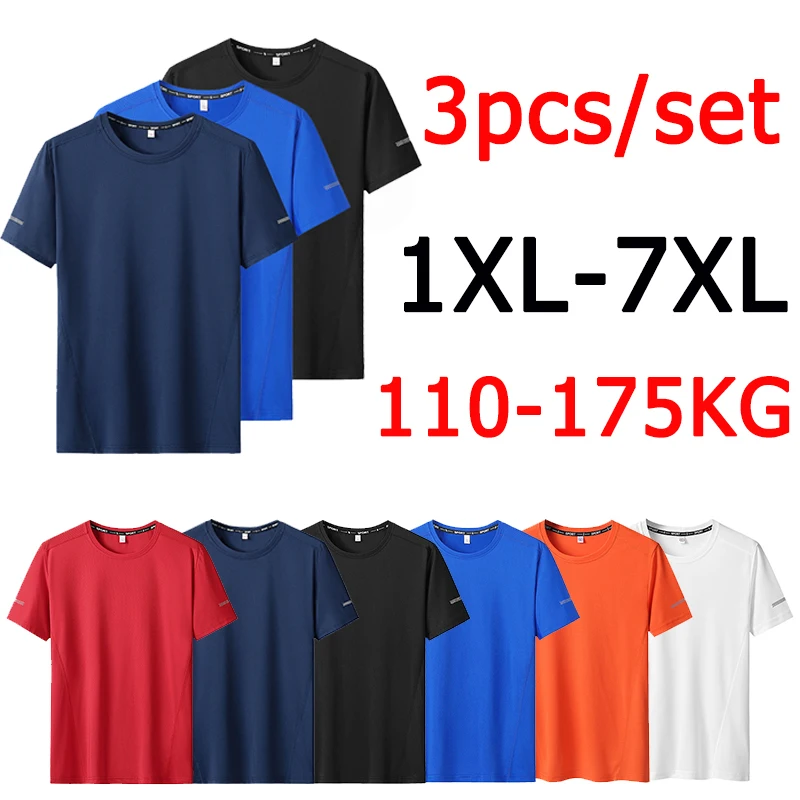 Summer T-shirt Shorts Sets Men Plus Size Outfts 7XL 100-175kg Oversized ...
