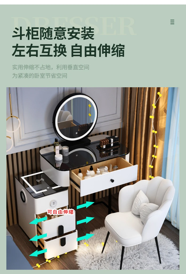 Bàn trang điểm Hiện Đại Đa Năng Vanity Bàn Đơn Giản Châu Âu Kính Vanity ...