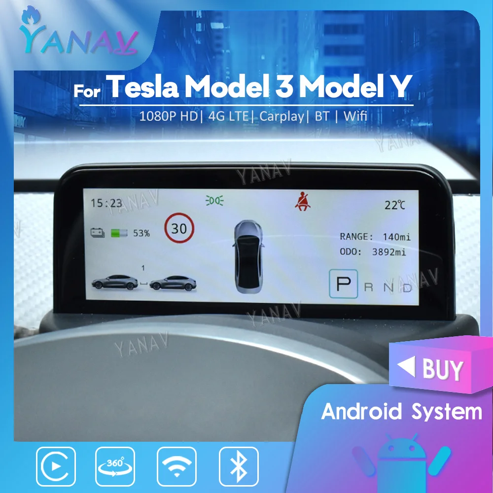 Para Tesla Model 3 Y, instrumento medidor de coche, pantalla táctil ...
