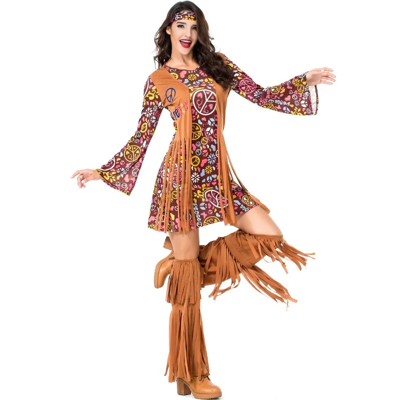 Women-s-Peace-Love-Hippie-Costume-Party-60s-70s-Christmas-1960s-Stage ...