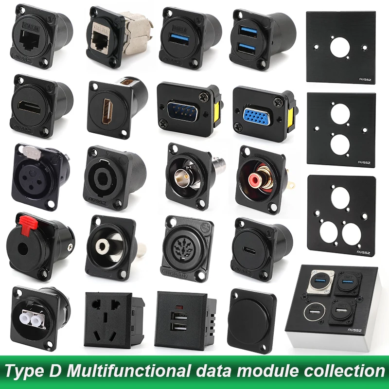 Black-D-Shape-Multifunctional-Data-Module-Connector-86-Panel-Info-Box ...