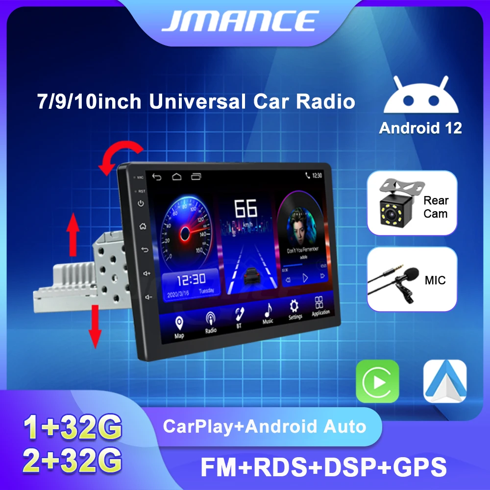 7/9/10 Inch 1DIN Universal Car Radio Android 12 Touch Screen Carplay ...