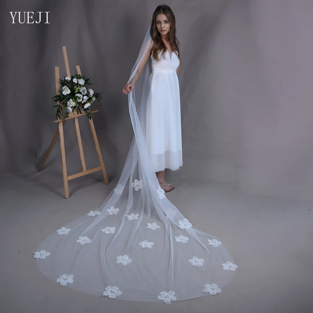 YUEJI-velo-de-novia-blanco-crema-individual-flores-3d-con-lentejuelas-accesorios-nupciales-de ...